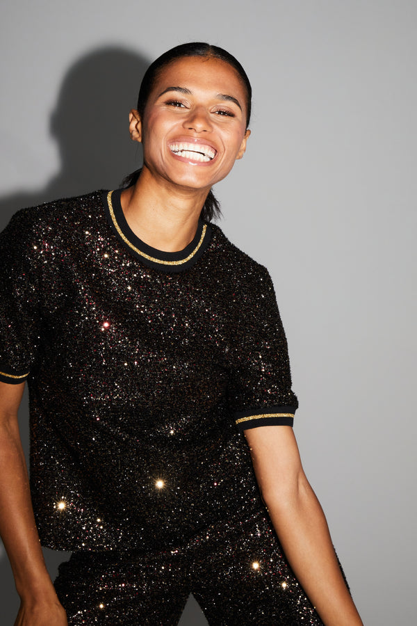 IMPREVU Multi Bordeaux Sparkle Top - Sheena's Boutique Ireland