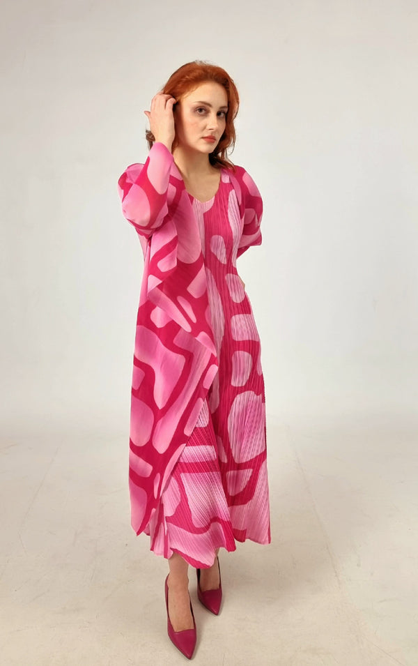 Alquema Long Estrella Dress And Collare Coat - Fuschia Tuscan - Sheena ...