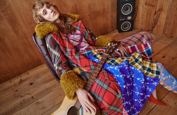 Celia B Gradina Mixed Textiles Tartan Coat - Sheena's Boutique Ireland