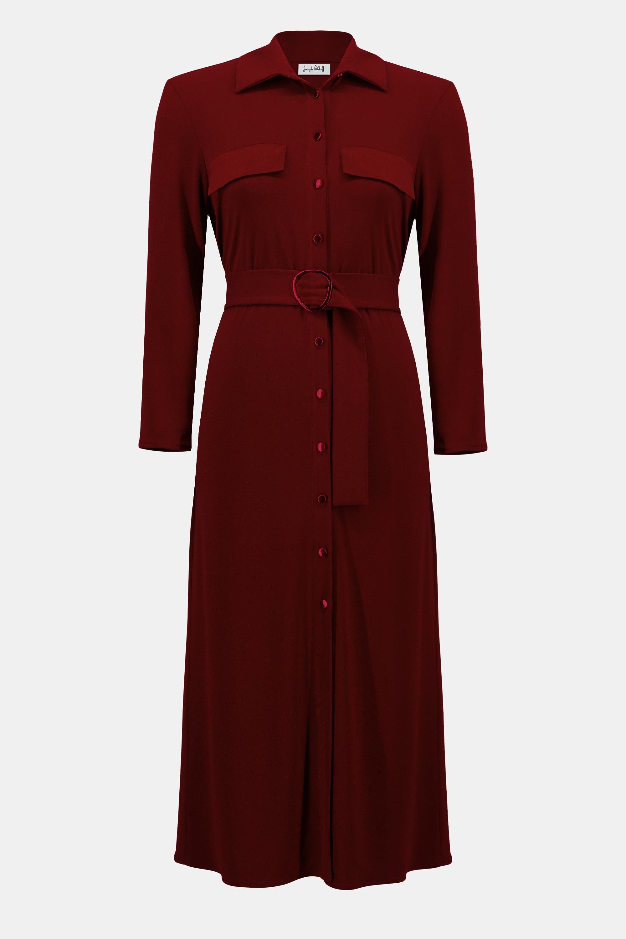 Joseph Ribkoff Merlot Moss Crepe And Satin Straight Shirt Dress ...
