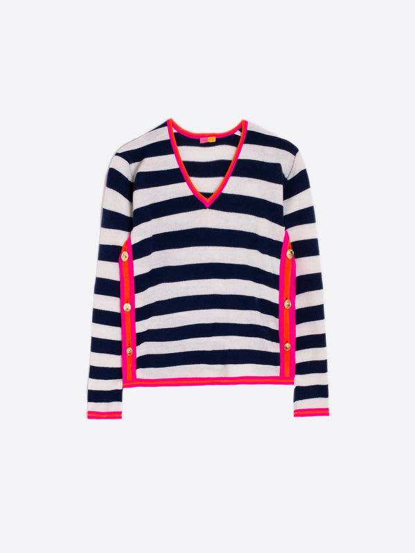 Vilagallo Multi Colour Block V Neck Sweater - Sheena's Boutique Ireland