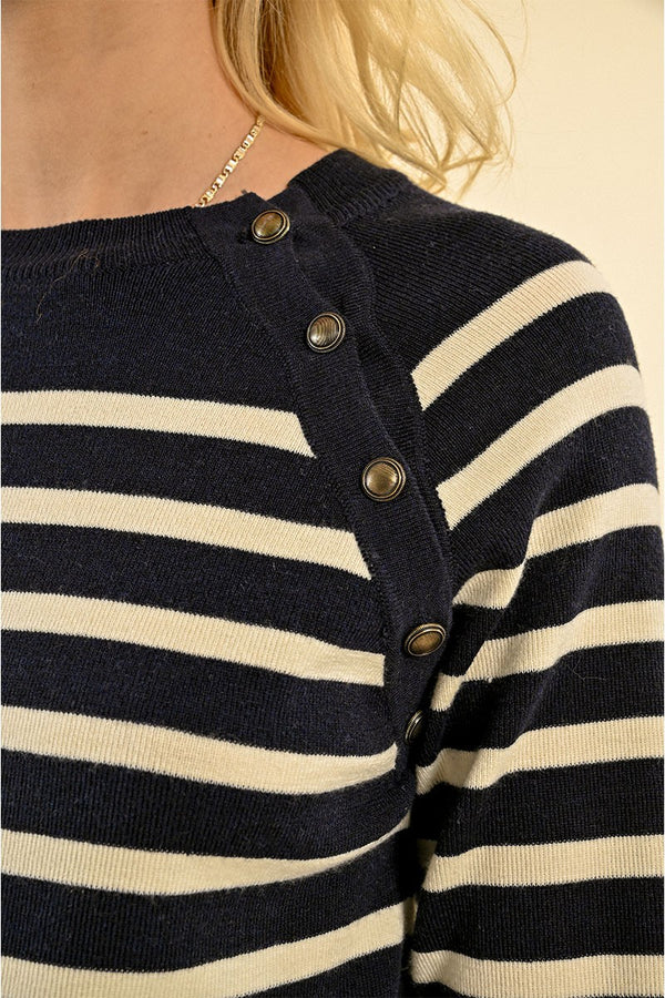 Molly Bracken Navy Knitted Sailor Sweater - Sheena's Boutique Ireland